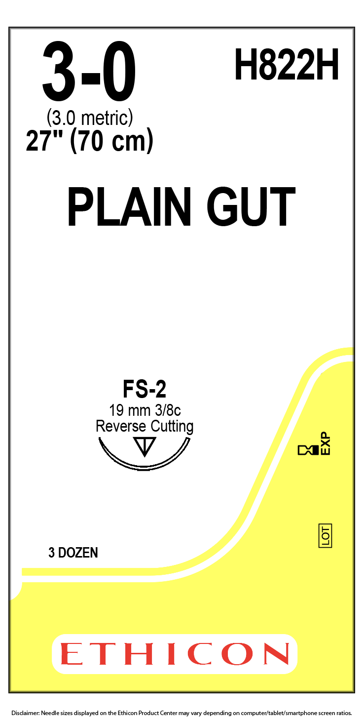 Ethicon Plain Gut Absorbable Sutures 822H - Dental Zone